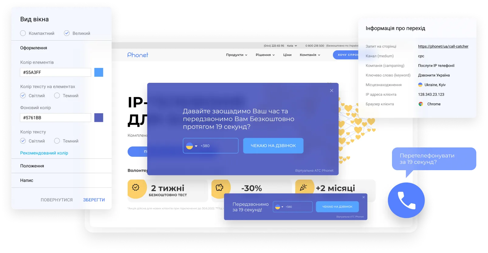 Зворотний дзвінок з сайту callback (колбек) | Phonet CallCatcher