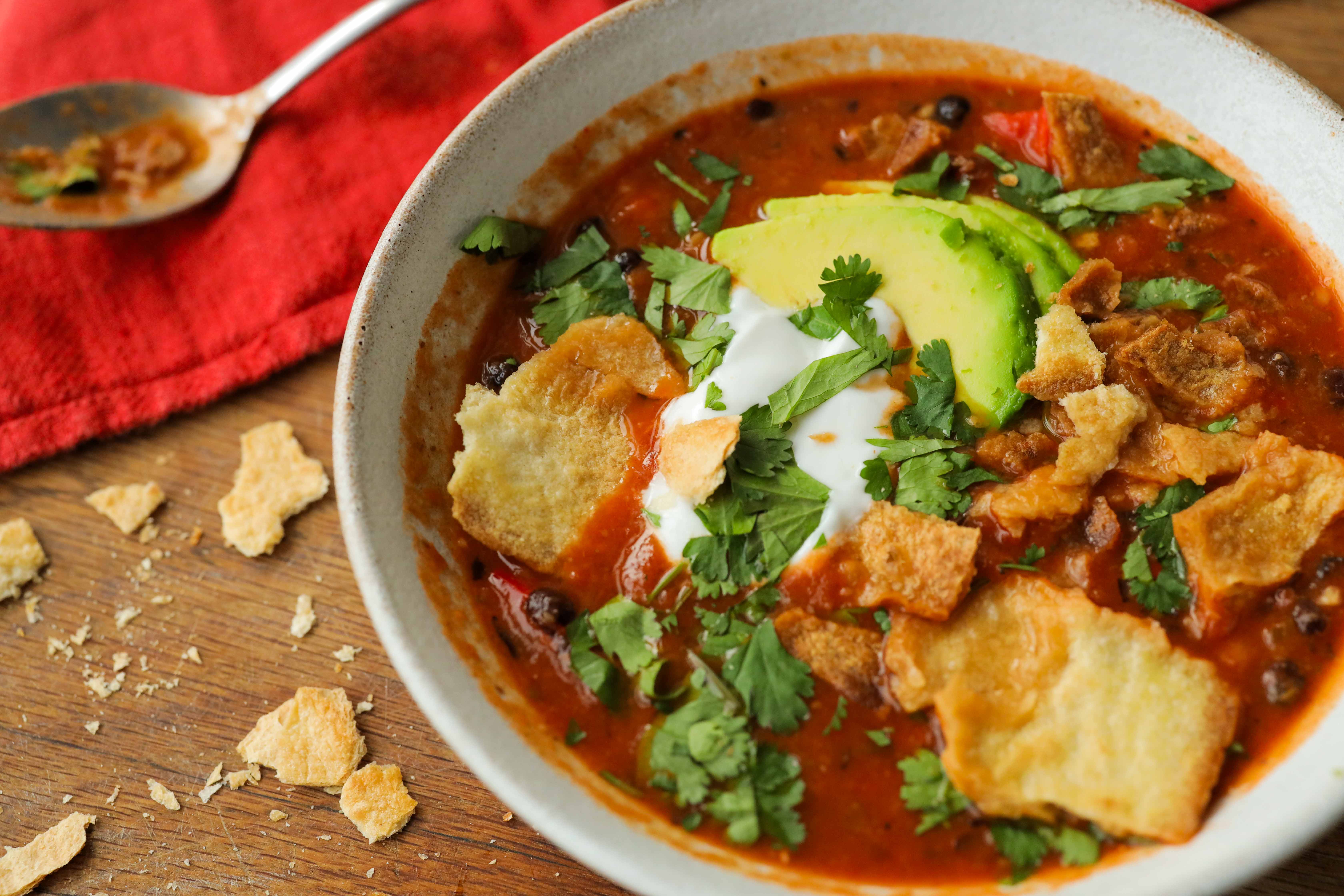 Taco Soup with Smashed Tortilla | BOSH!