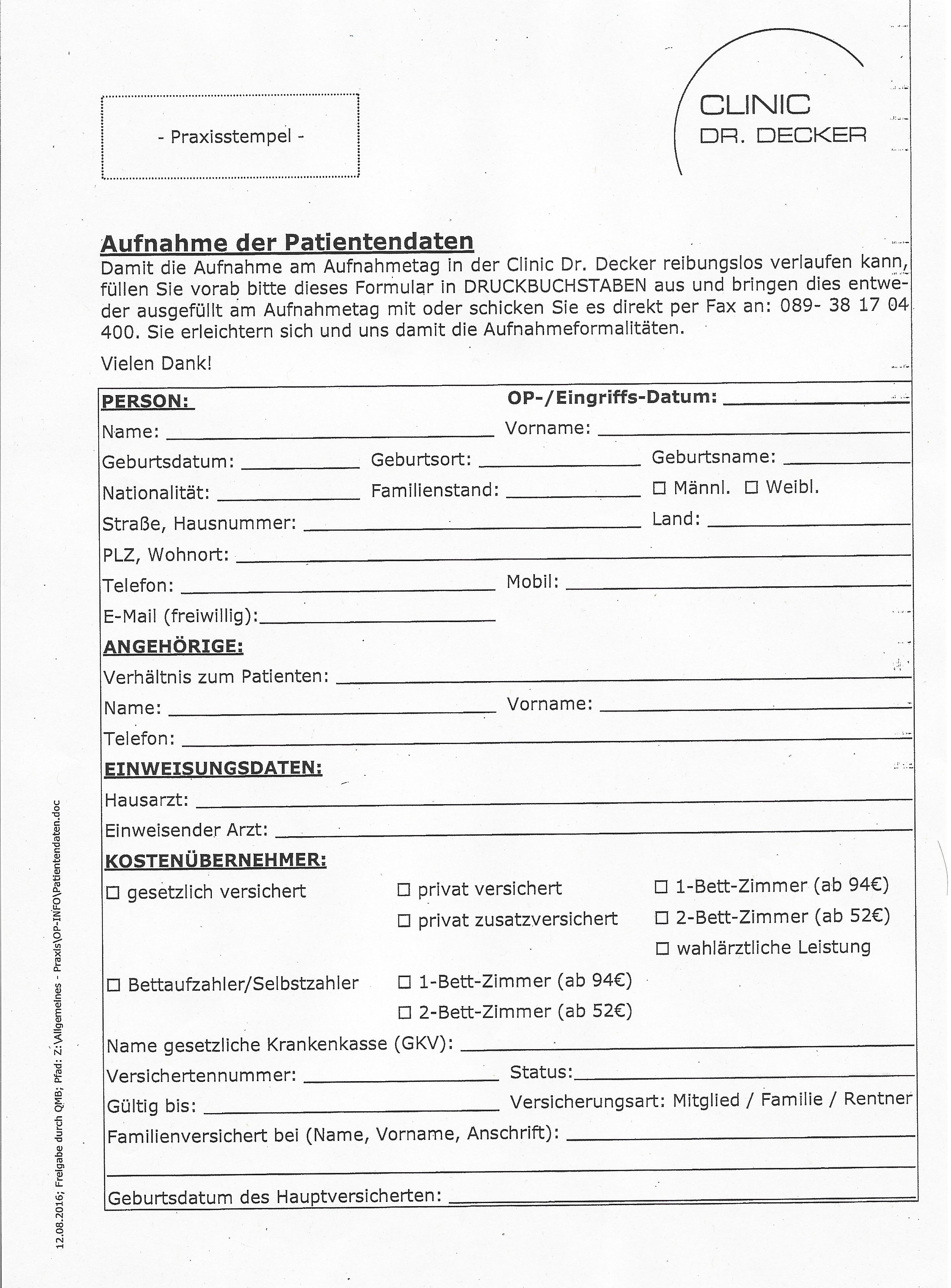 Informationen zur OP