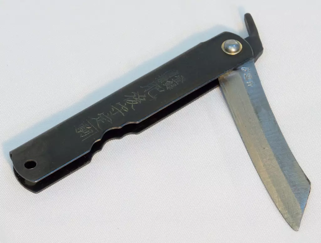 Triple-layered SK Steel HIGO Knife (100mm) - Black Handle