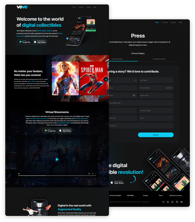 NFT Marketplace app & website design - Ecomi / VeVe | Hilvy 🔮