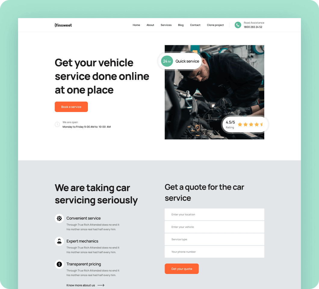 Car service template | Webflow Templates