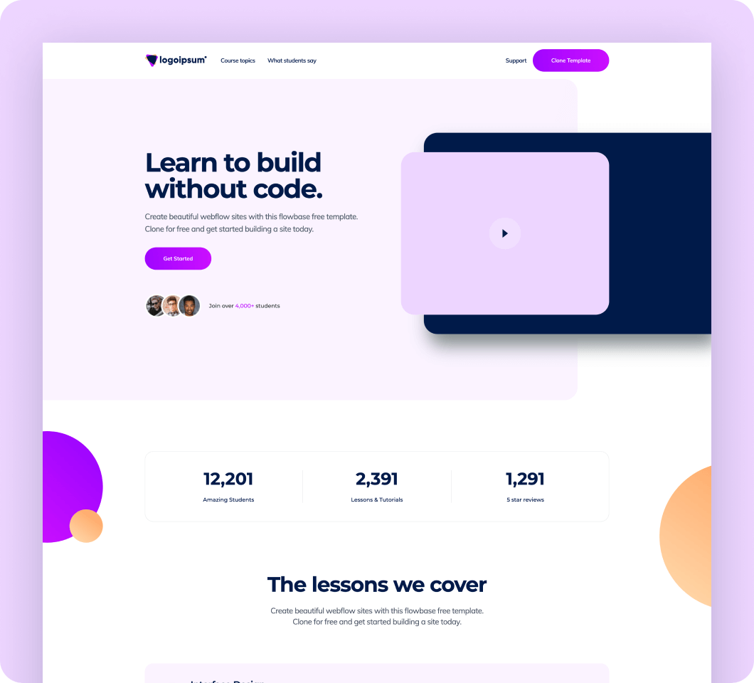 Course template 2 for Webflow | Webflow Templates