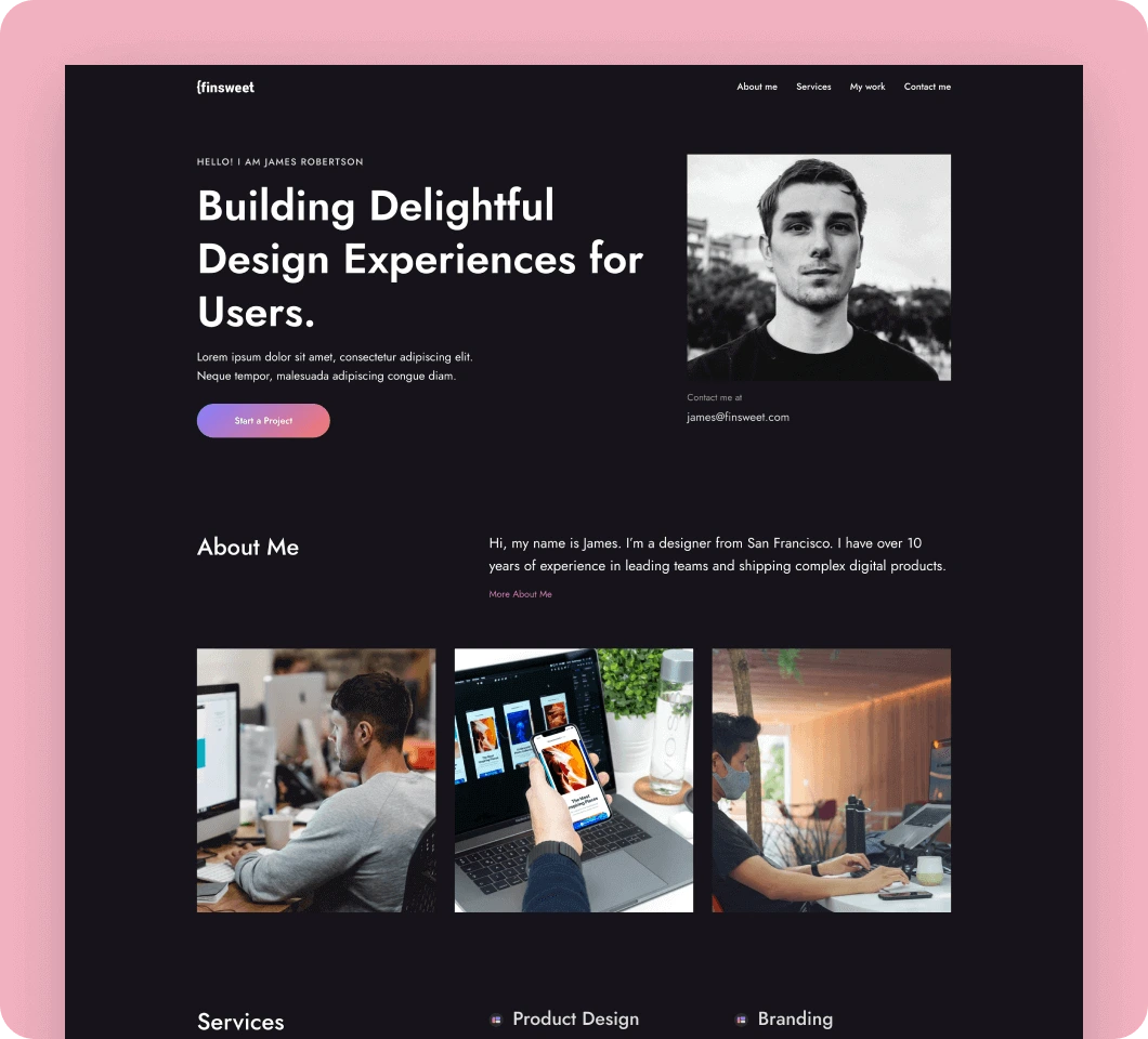Freelancer portfolio template 3 | Webflow Templates