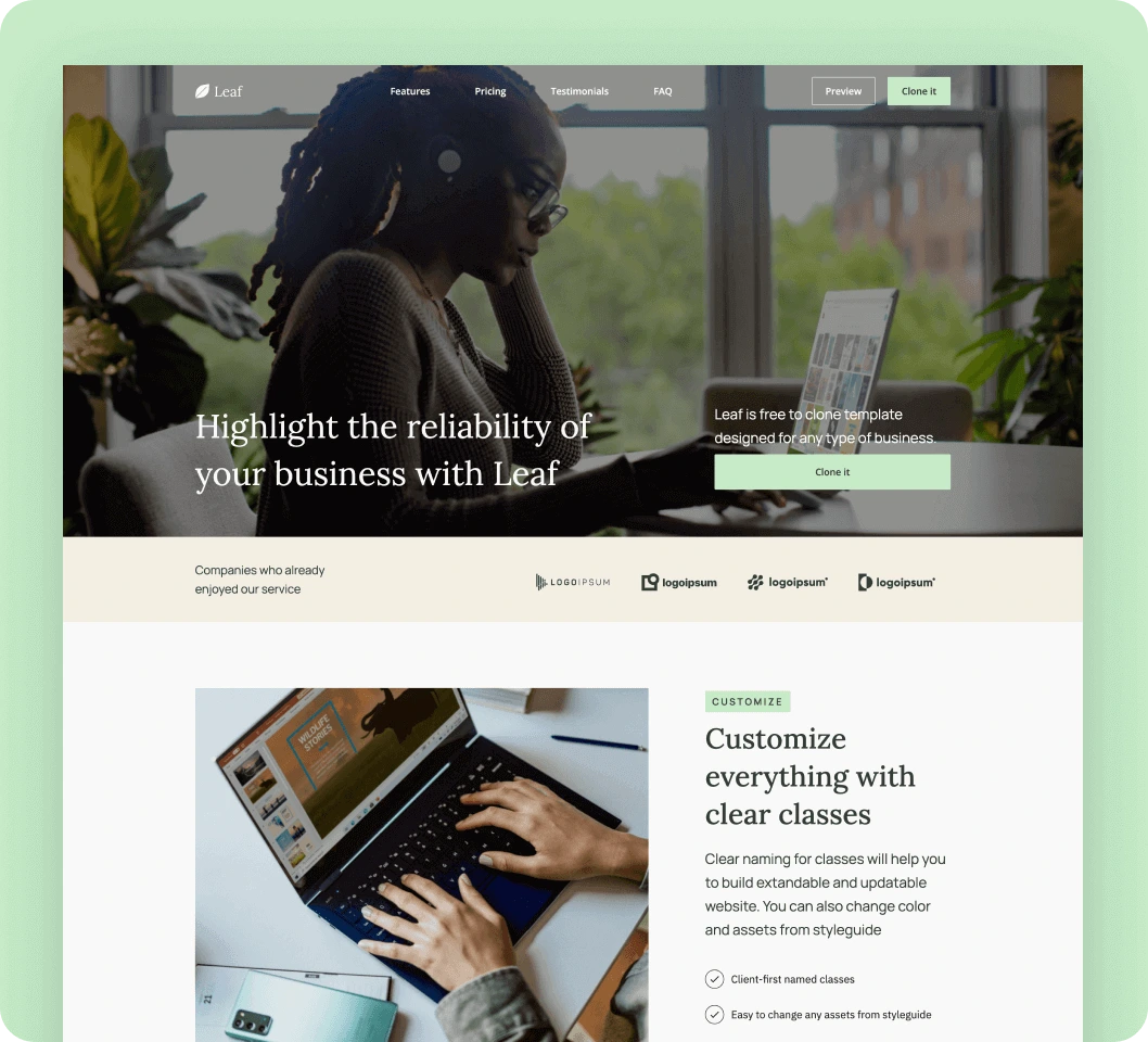 Leaf Webflow template | Webflow Templates