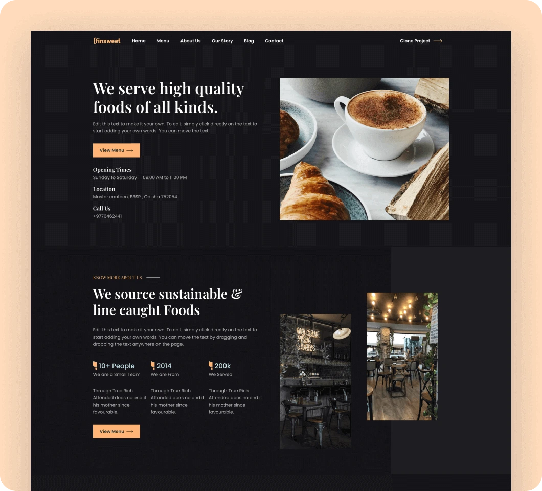 Restaurant template for Webflow | Webflow Templates