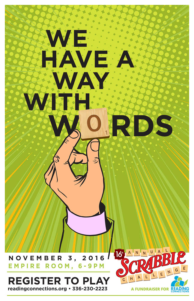 Reading Connections: Annual Scrabble Challenge Event Poster