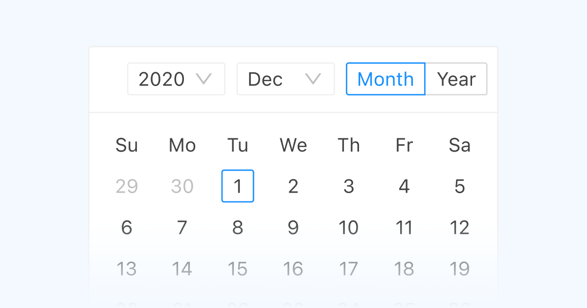 Figma Calendar Component | Ant Design System for Figma