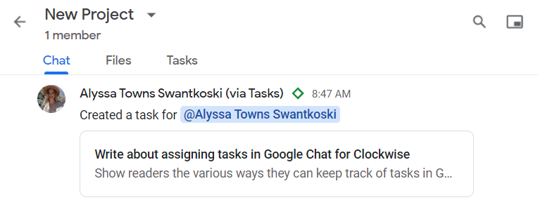 Create and Assign Tasks in Google Chat | Clockwise