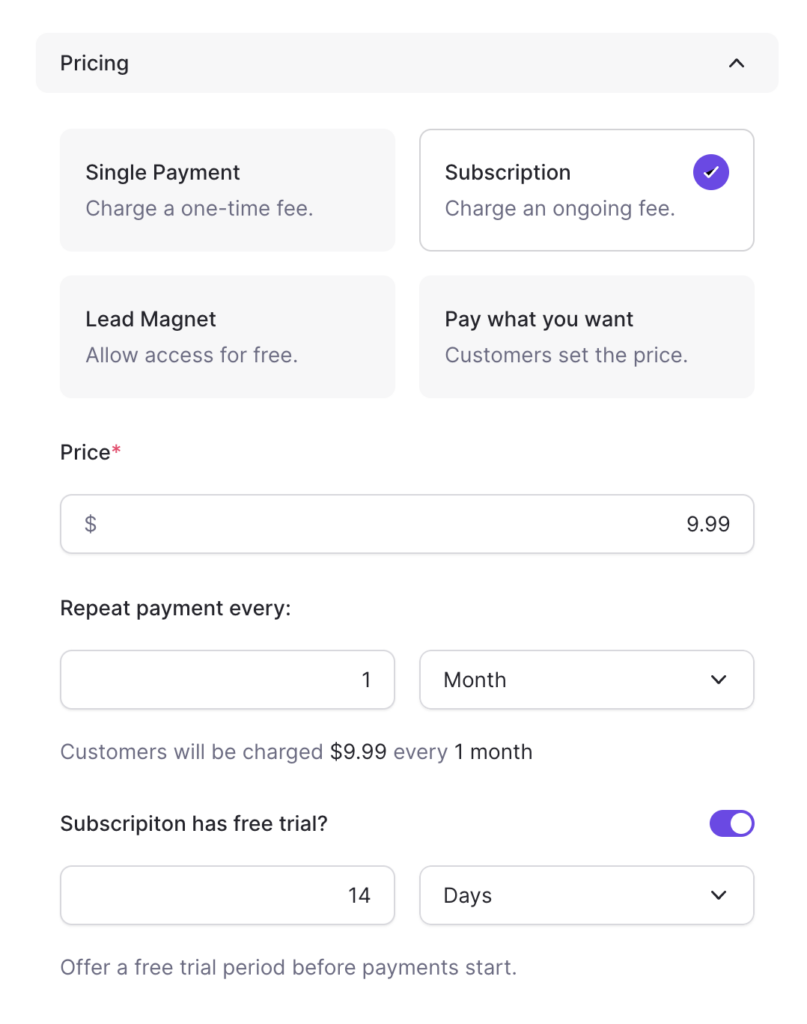 New: Add Trials to Subscriptions • Lemon Squeezy