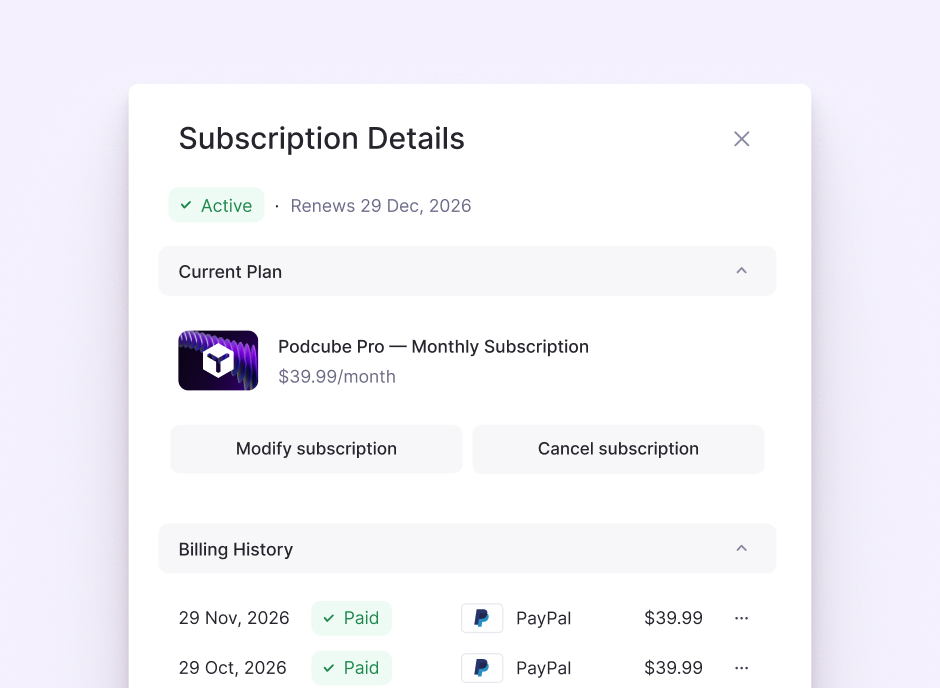 PayPal Subscriptions