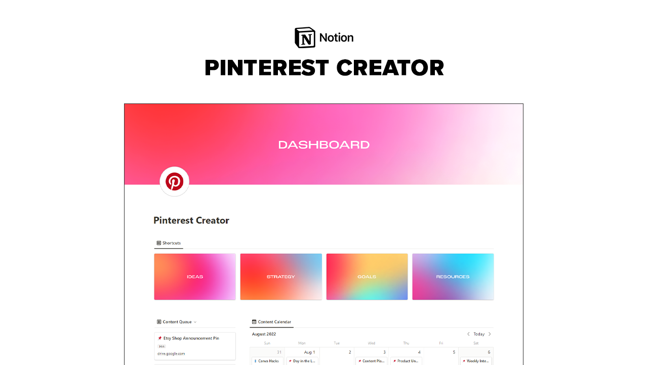 Pinterest Creator - Notionland Template Gallery