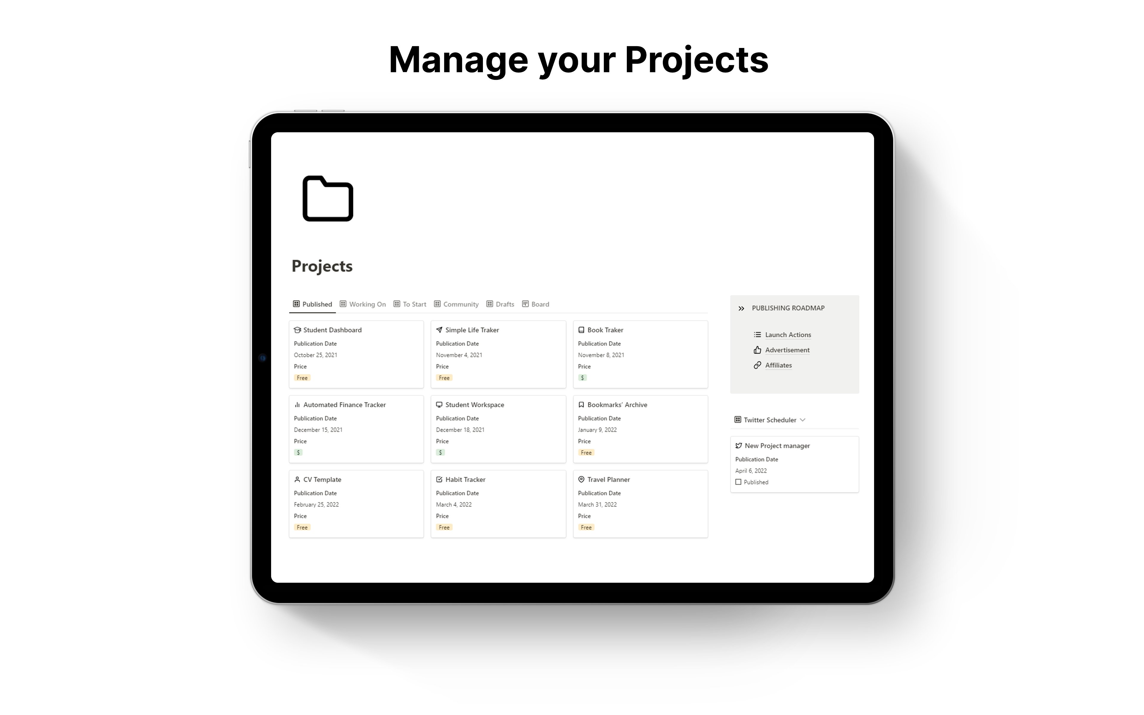 Simple Project Manager - Notionland Template Gallery