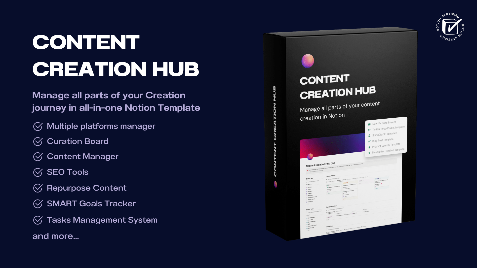 Content Creation Hub - Notionland Template Gallery