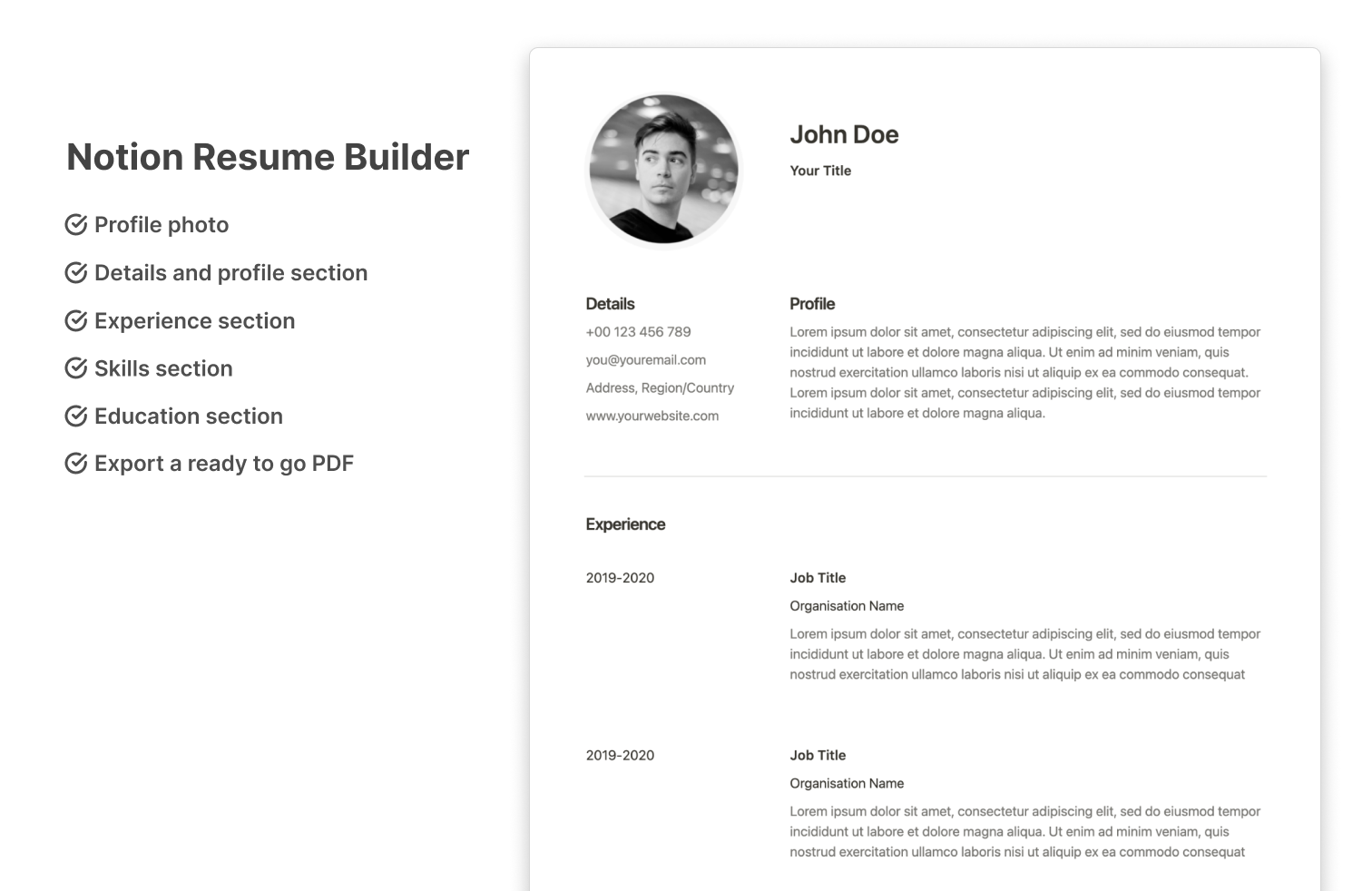 Notion Resume Builder - Notionland Template Gallery
