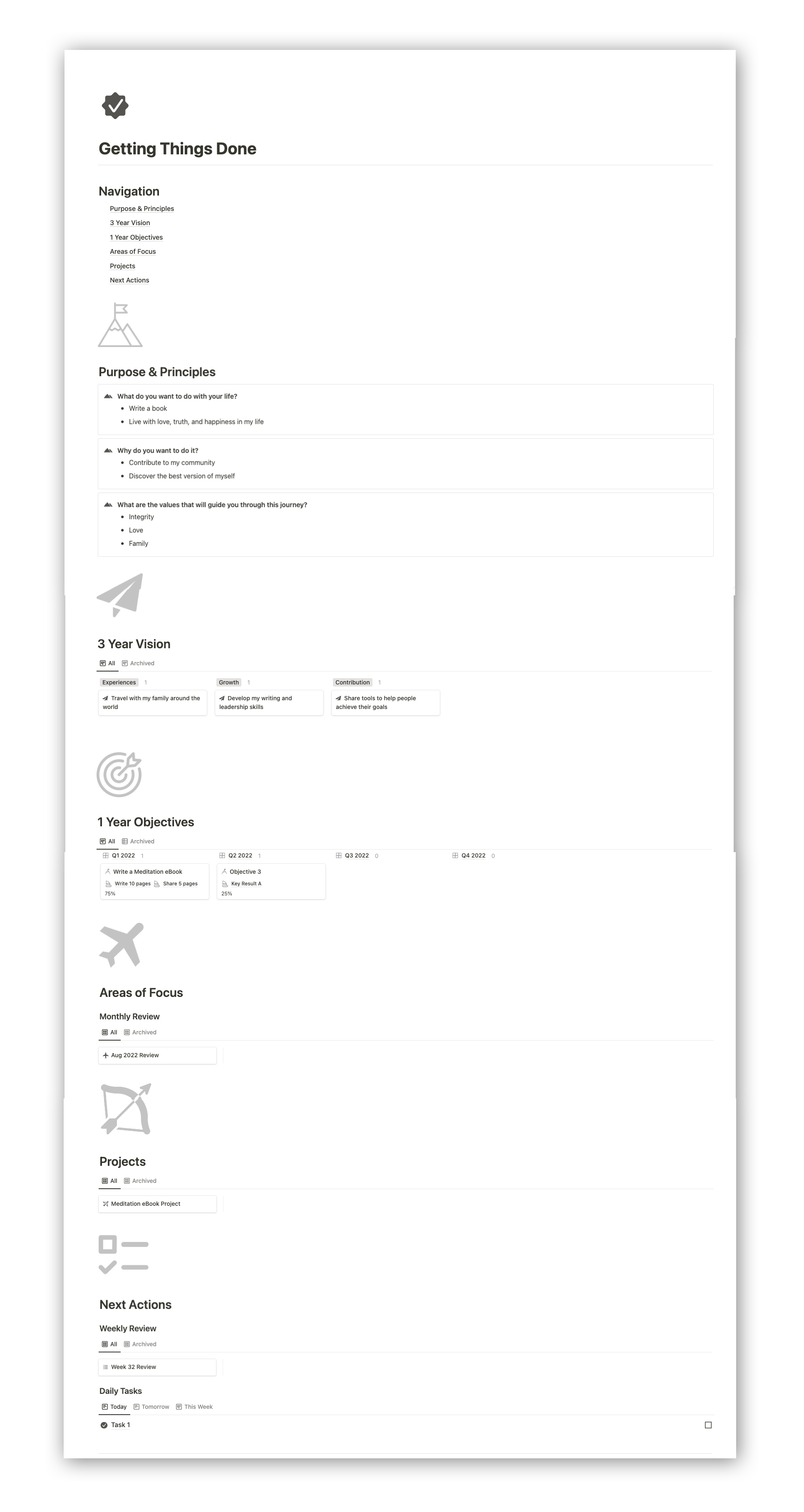 Notion Getting Things Done - Notionland Template Gallery
