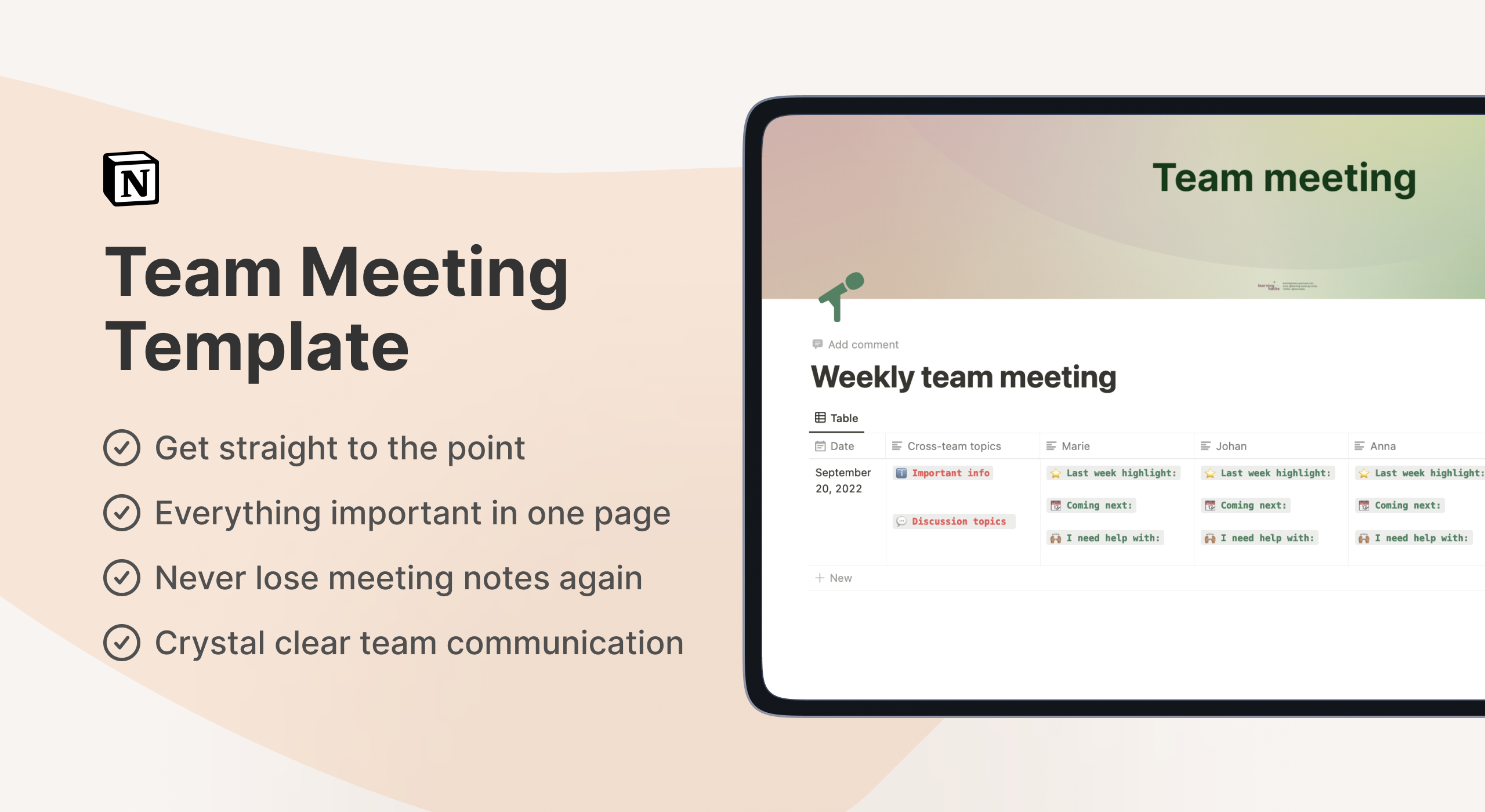 Team Meeting - Notionland Template Gallery