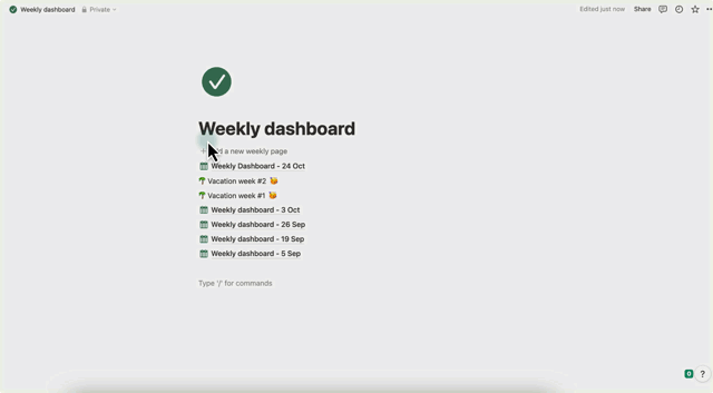 Weekly Dashboard 2.0 - Notionland Template Gallery