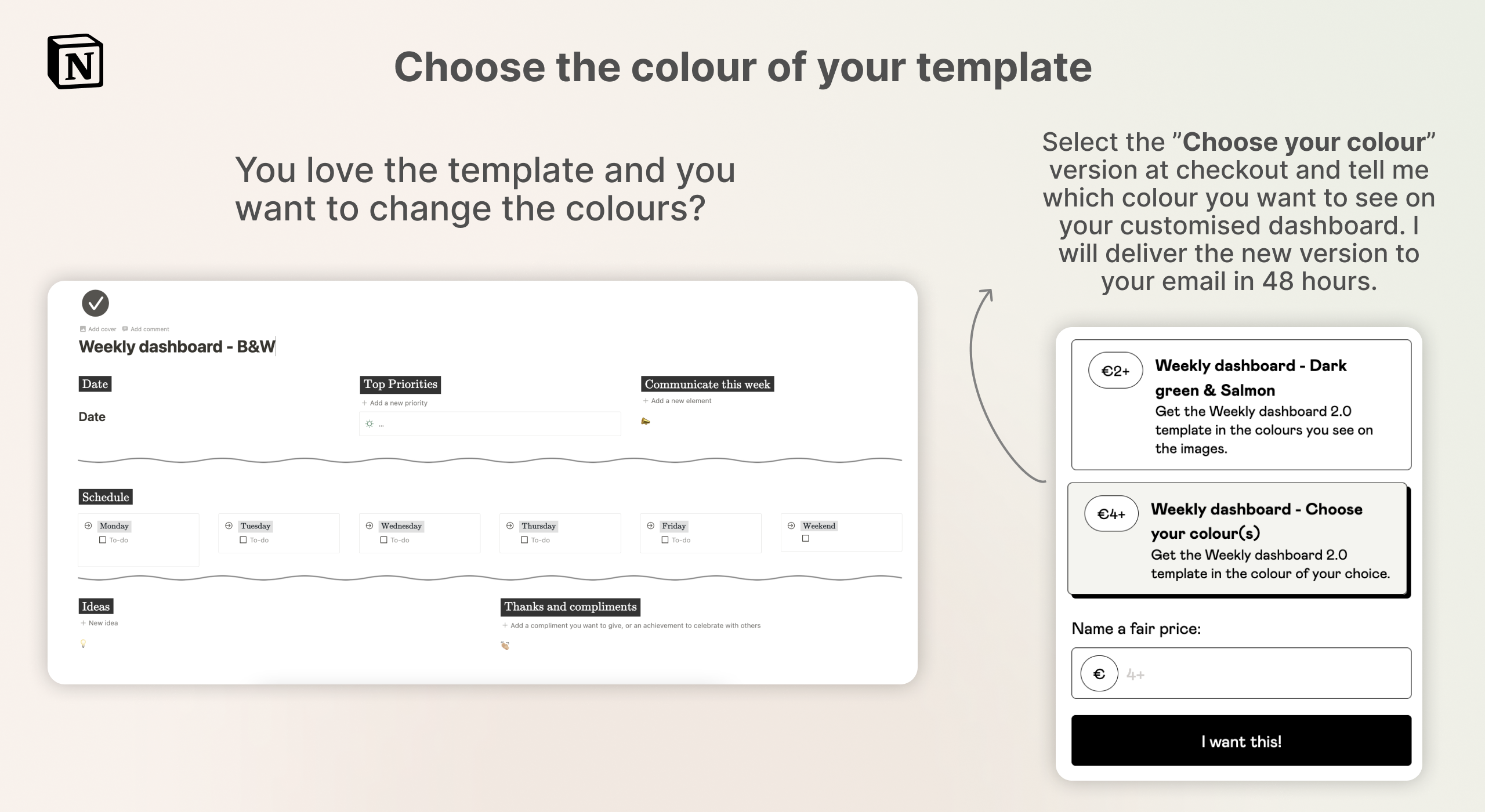 Weekly Dashboard 2.0 - Notionland Template Gallery