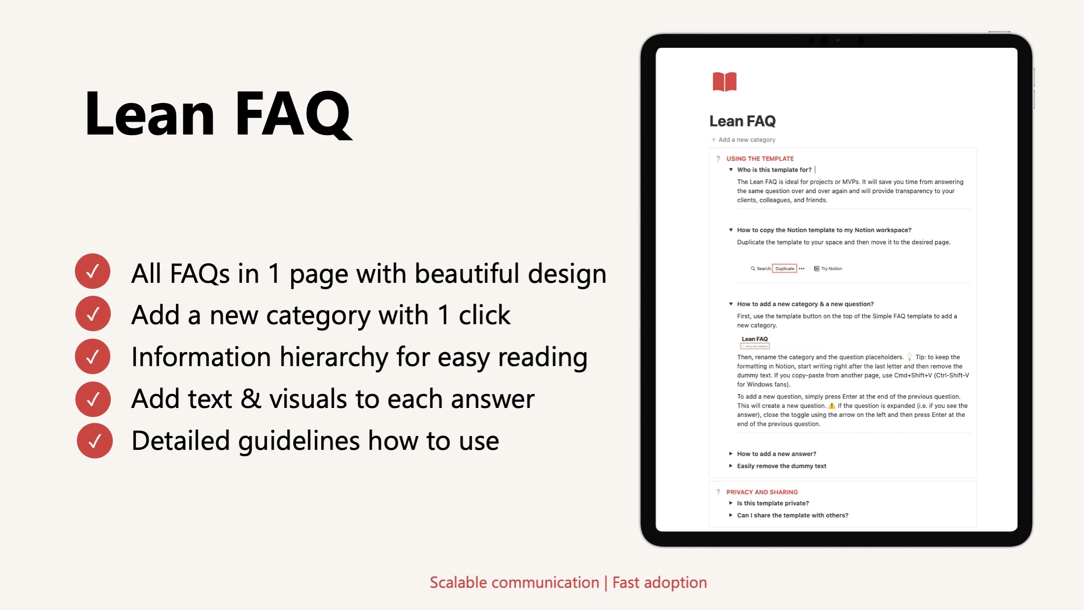 Lean FAQ - Notionland Template Gallery