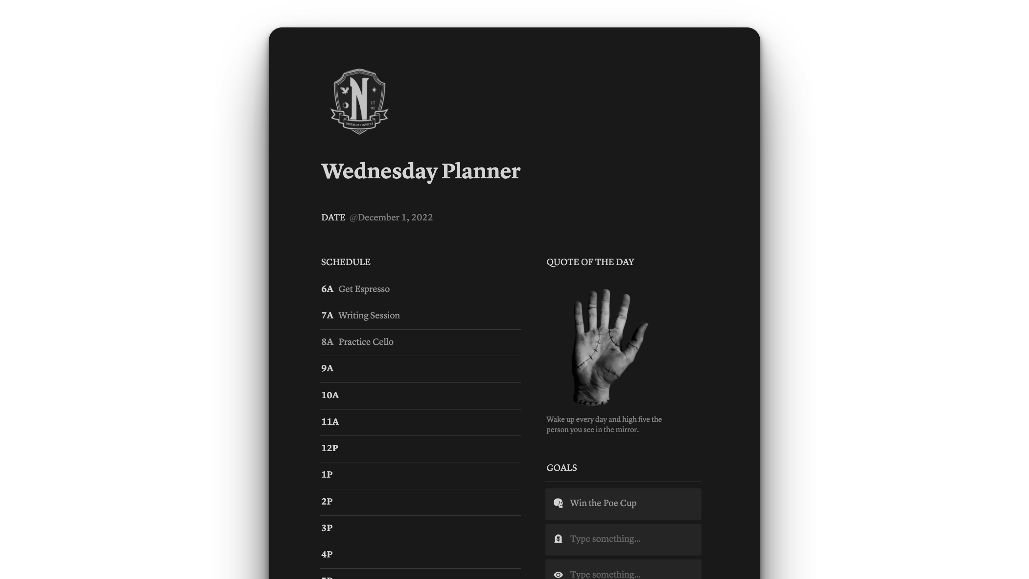 Notion Wednesday Planner - Notionland Template Gallery