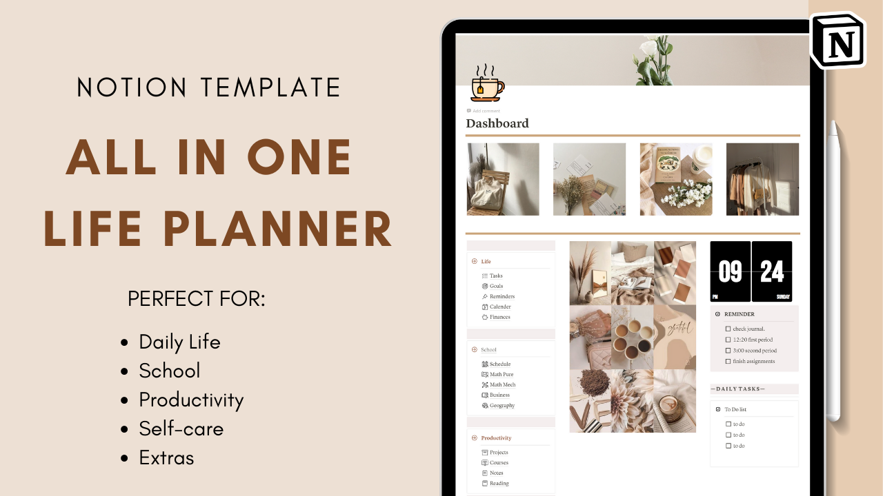 Notion Student All In One Life Planner - Notionland Template Gallery