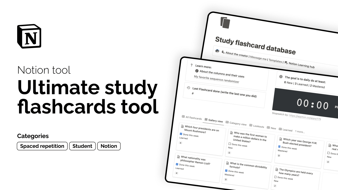 Ultimate Flashcard Tool for Students - Notionland Template Gallery