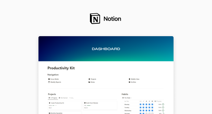 The 5 Best Notion Productivity templates - Notionland Blog