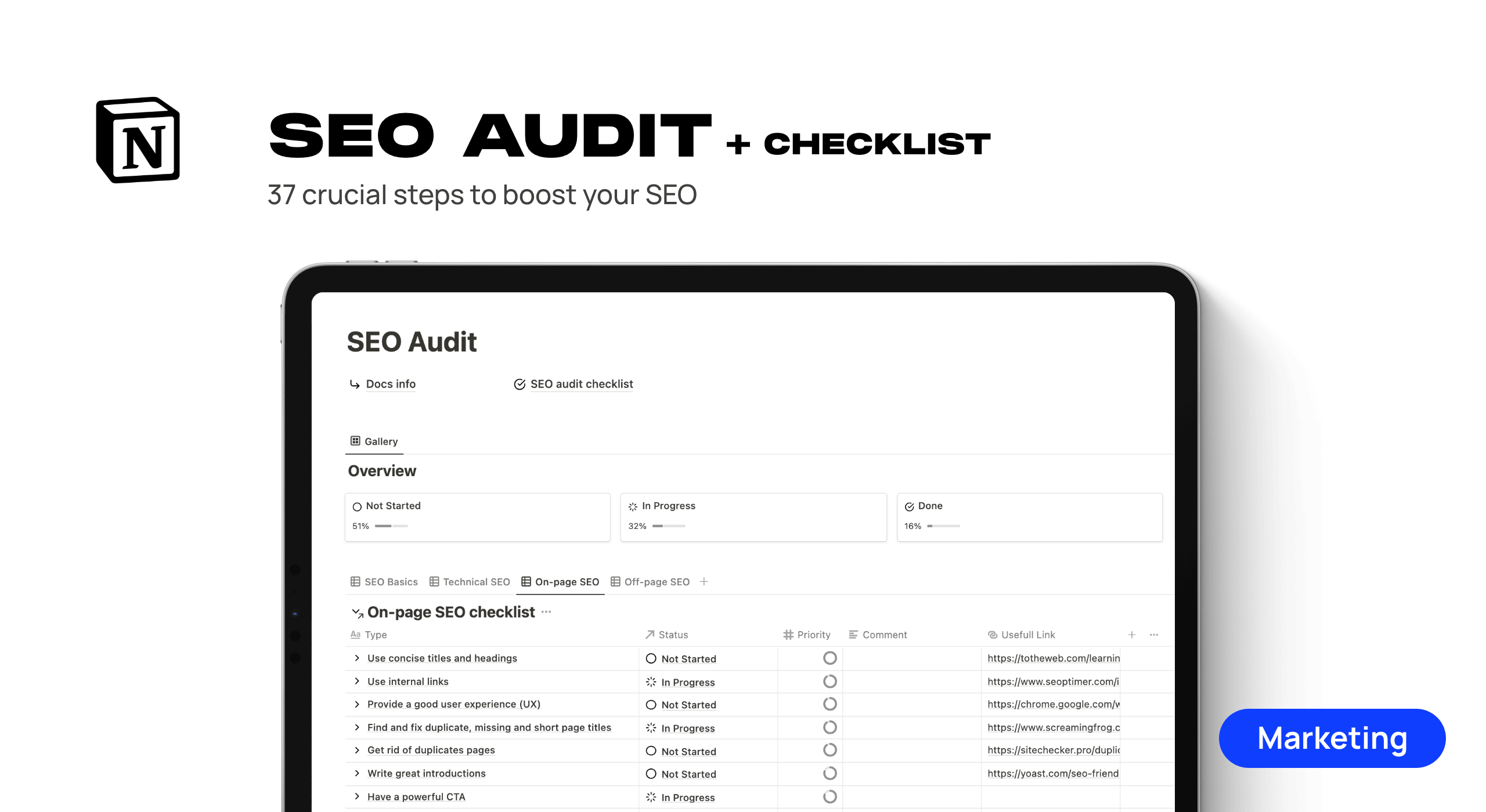 Notion SEO Audit + Checklist - Notionland Template Gallery