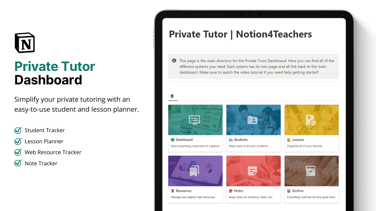 Private Tutor Dashboard: Lesson & Student Planner - Notionland Template ...