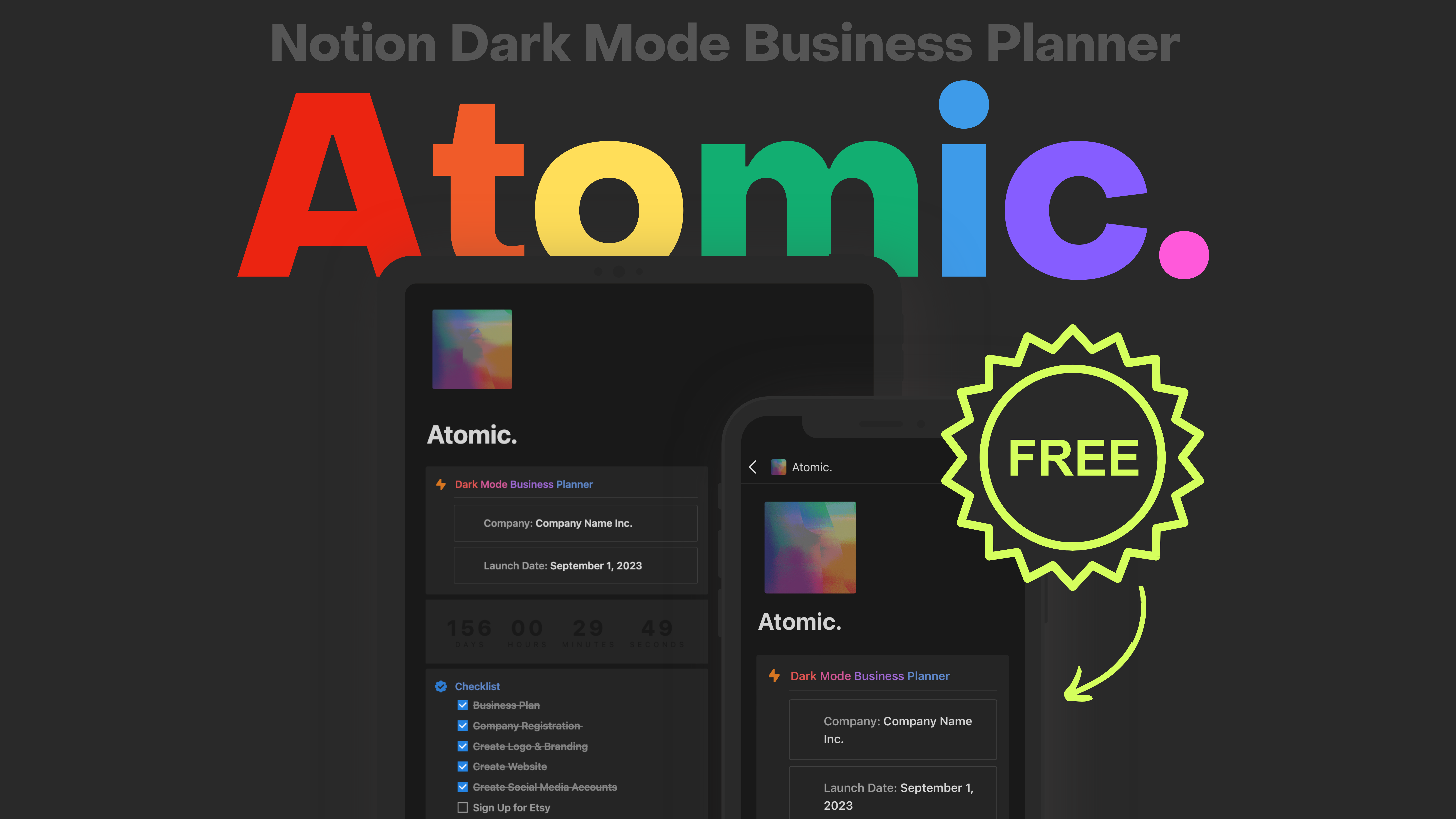 ATOMIC Dark Mode Business Planner - Notionland Template Gallery