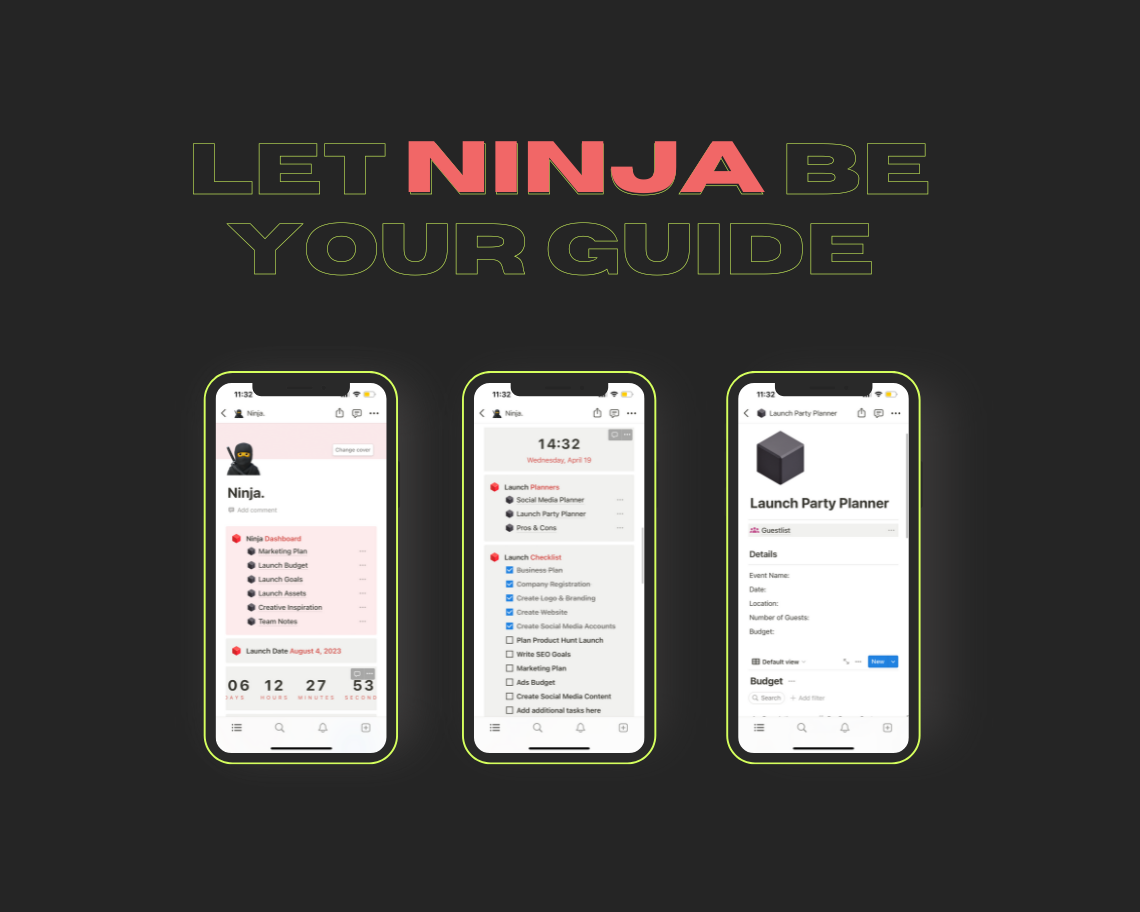 NINJA Business Launch Planner - Notionland Template Gallery
