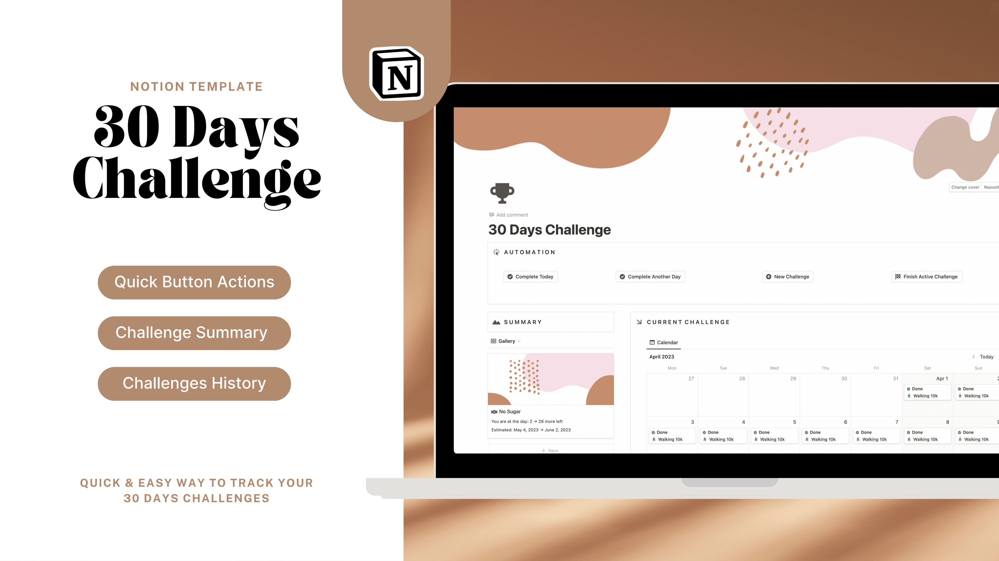 30 Days Challenge Tracker - Notionland Template Gallery