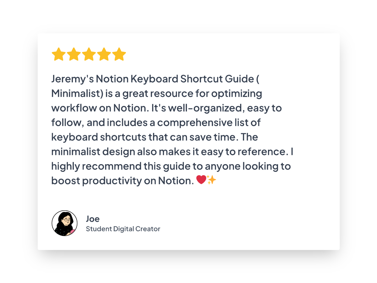 Notion Keyboard Shortcut Guide (Minimalist) - Notionland Template Gallery
