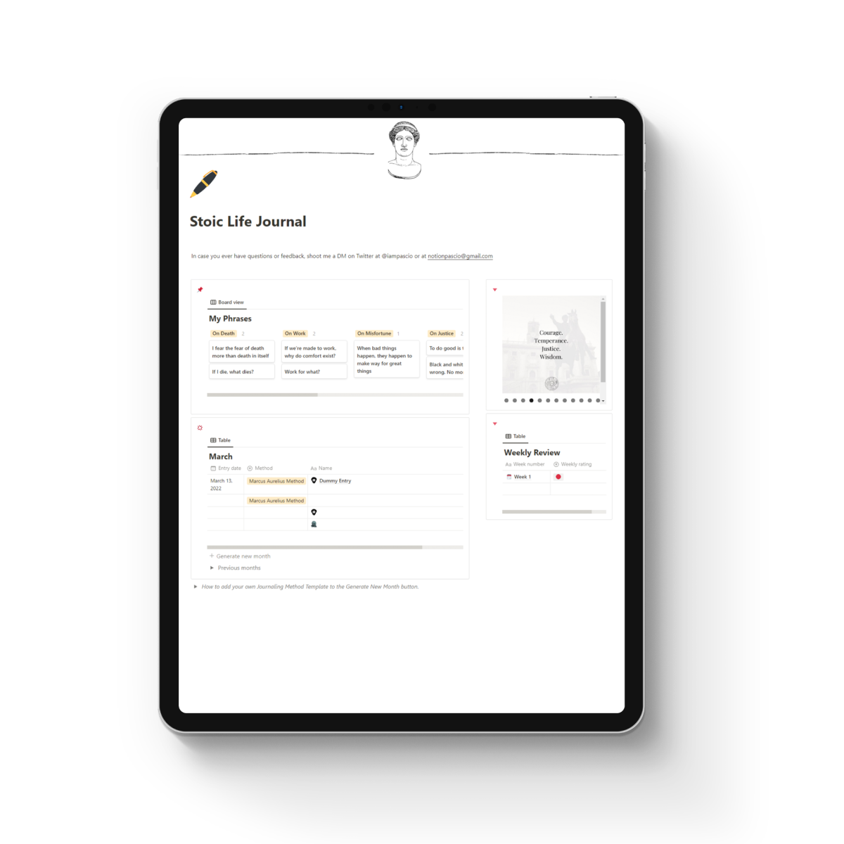 Stoic Life Journal - Notionland Template Gallery