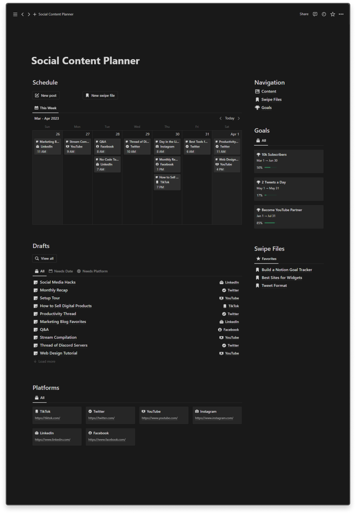 Notion Social Content Planner