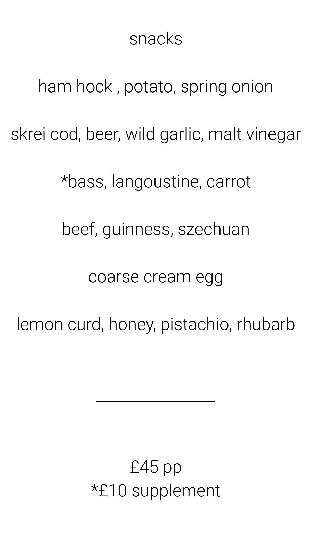 6 course tasting menu