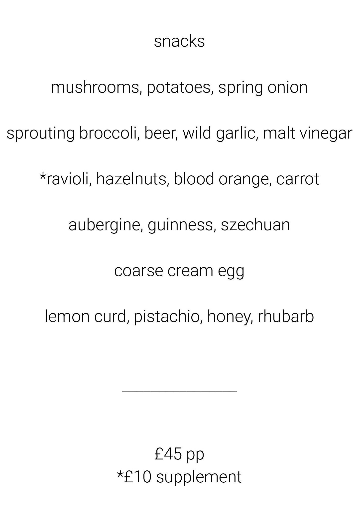 6 course vegetarian tasting menu