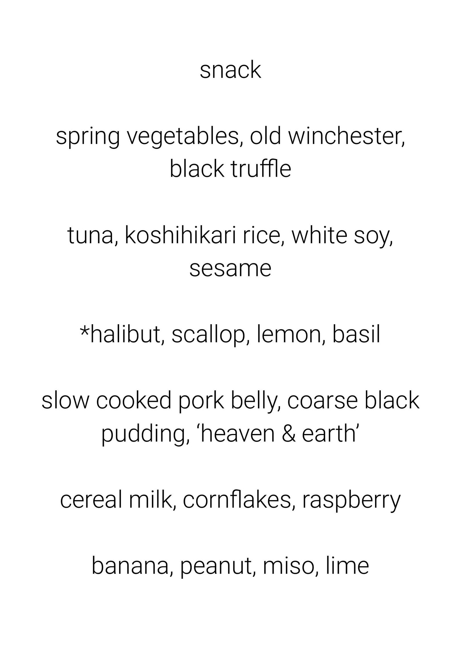 6 course tasting menu