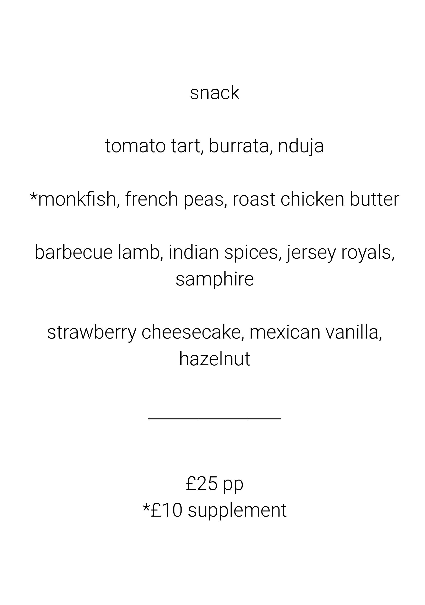 3 course lunch menu
