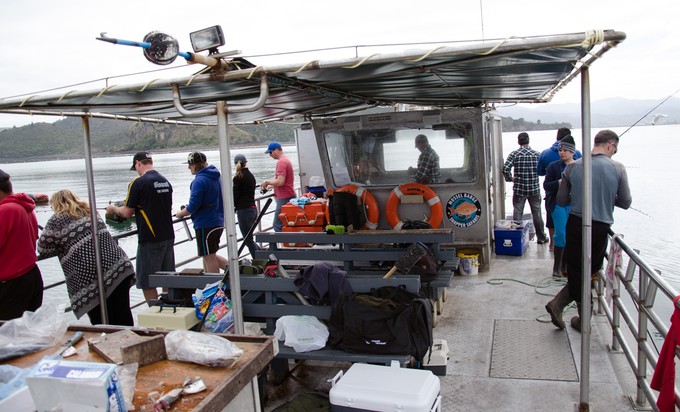 Coromandel mussel barge fishing