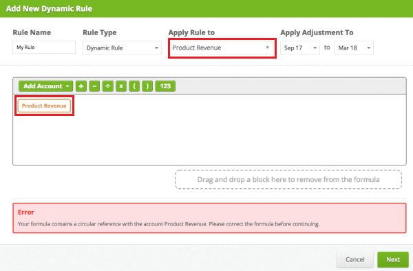 Dynamic rules - Troubleshooting - Spotlight Reporting Help