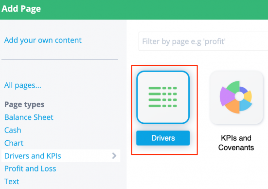 The Drivers page - Spotlight Reporting Help