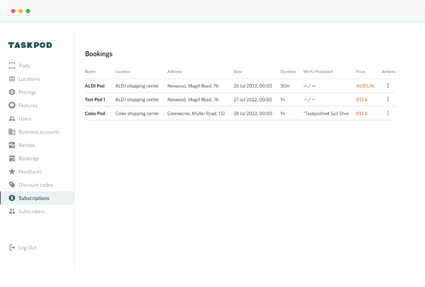 TaskPod | Booking System by Axon