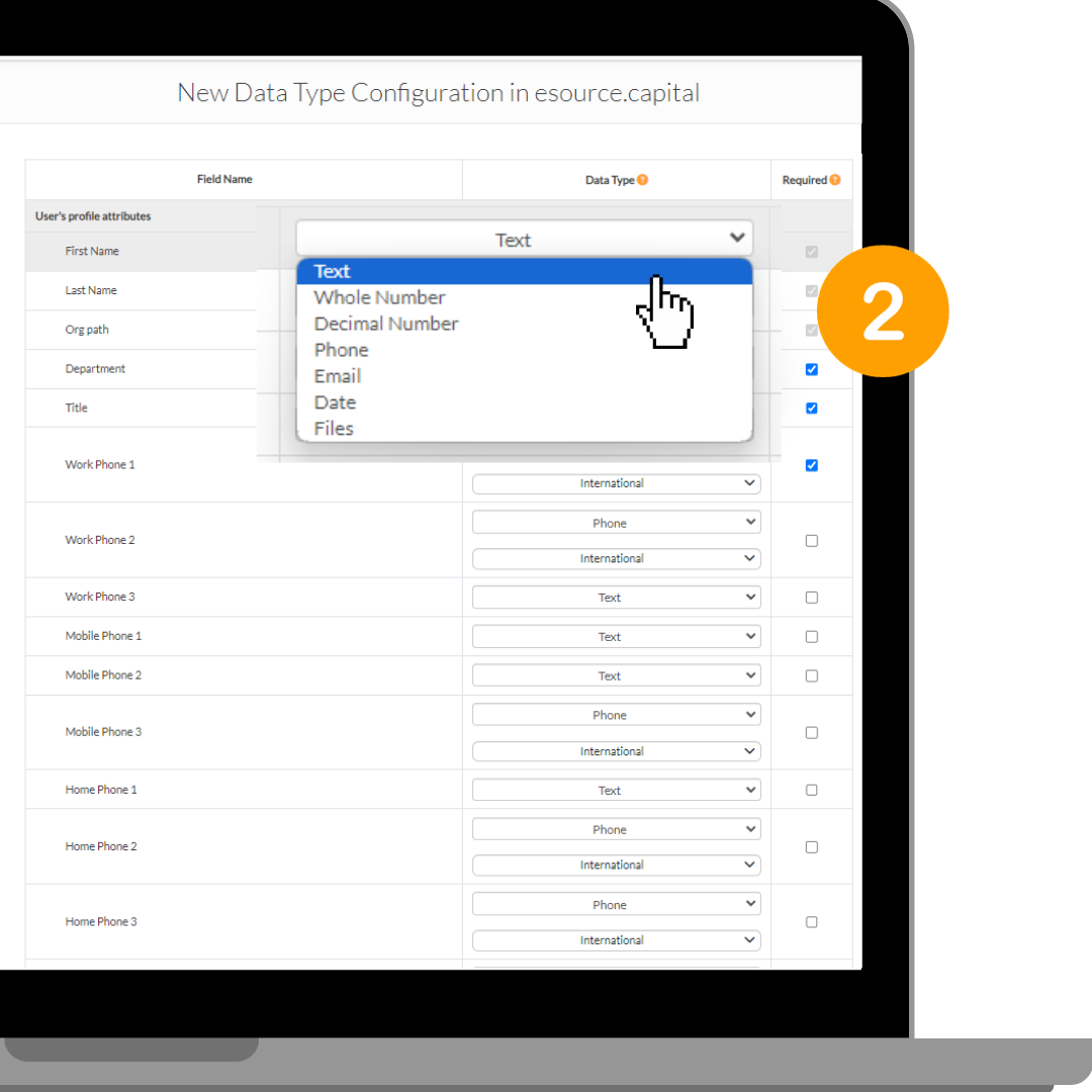 Set data types to validate user data in Google Directory
