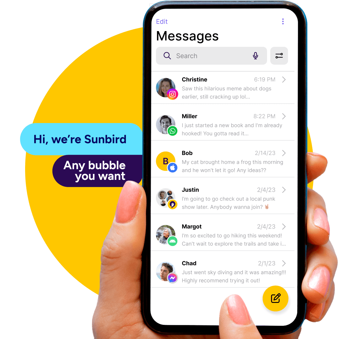Sunbird Messaging - Chat with any bubble you want