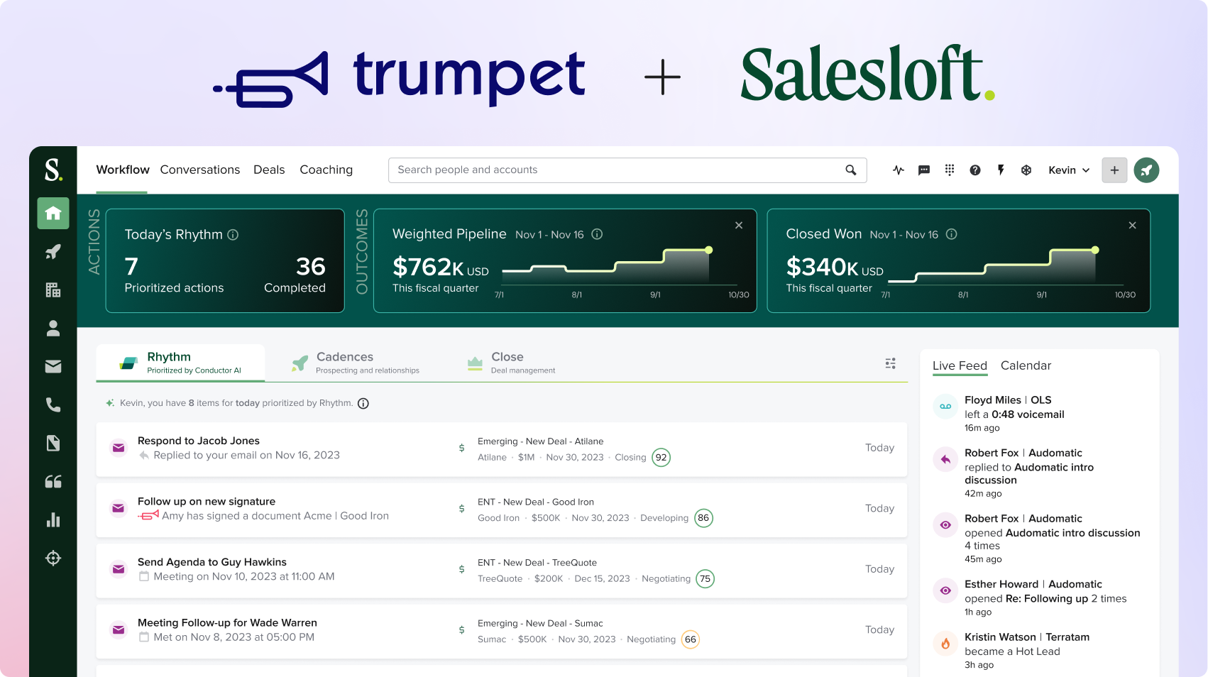 trumpet - Sales Harmony : Salesloft + trumpet