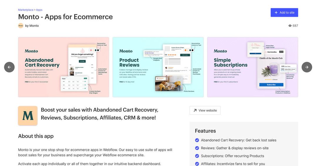Monto - Powerful Ecommerce Apps for Webflow
