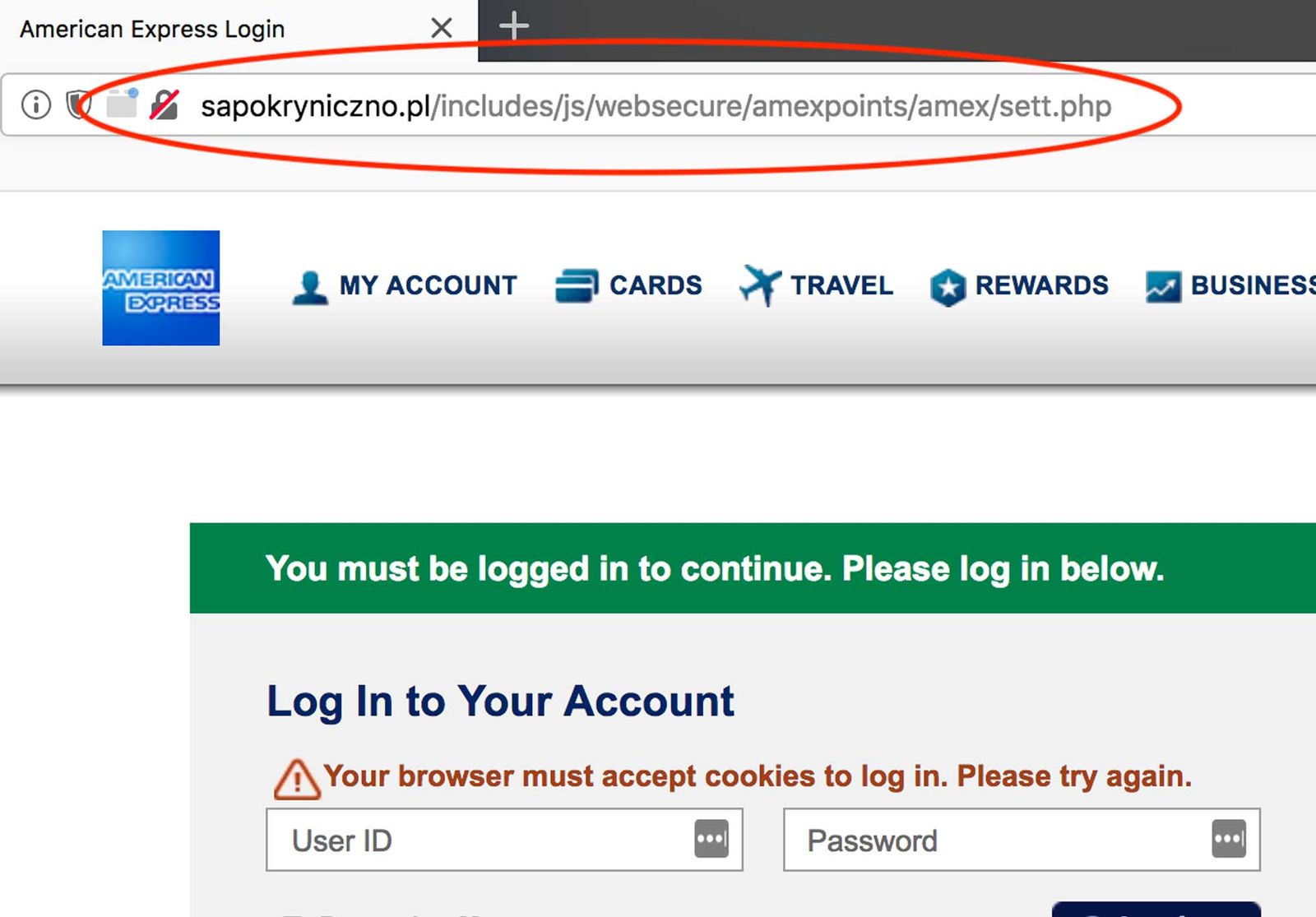 American Express Text Phishing Attack