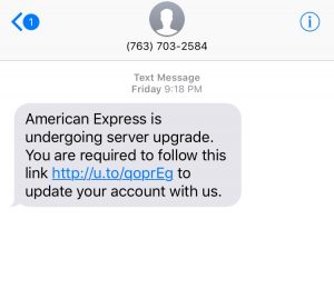 American Express Text Phishing Attack